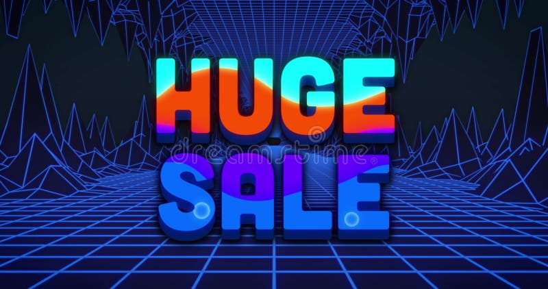 Image of Huge Sale Text Over Blue Digital Cave Terrain Stock Photo ...