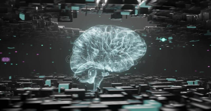 Image of Human Brain Connections Over Black Background Stock ...