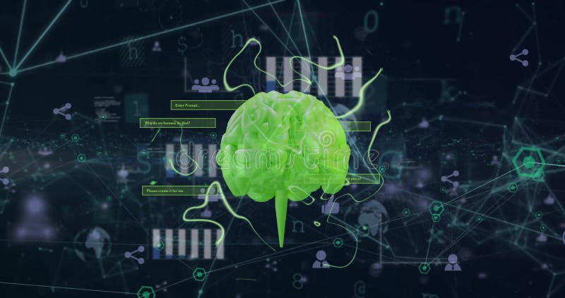 Image of Human Brain and Data Processing Stock Illustration ...