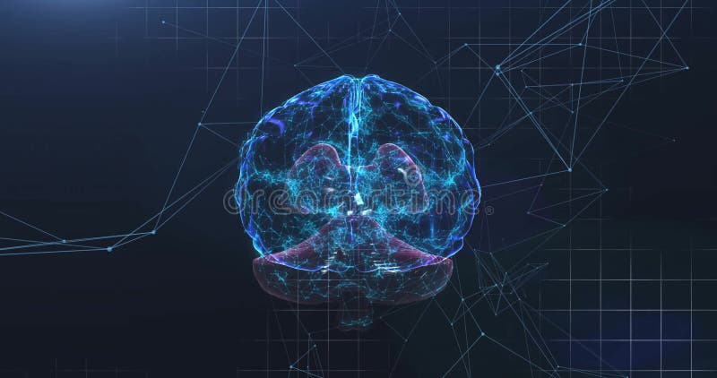 Image of Human Brain and Data Processing Over Black Background Stock ...