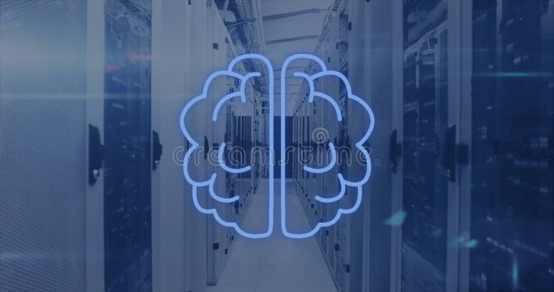 Image of Human Brain and Data Processing Over Computer Servers Stock ...