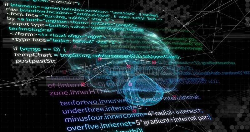 Image of Human Brain and Data Processing Over Dark Background Stock ...