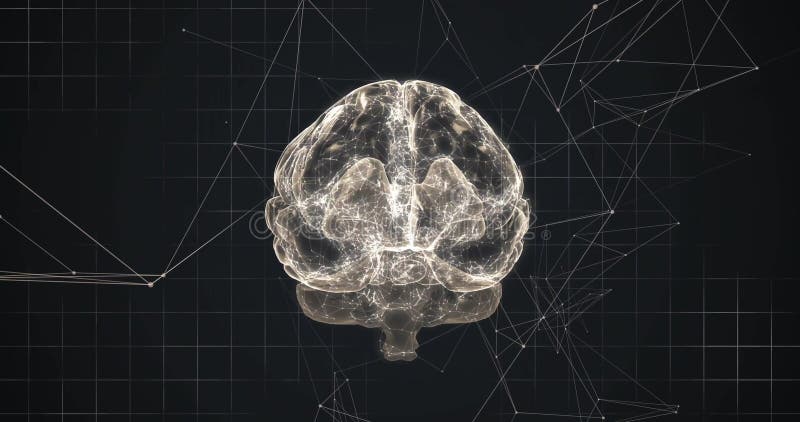 Image of Human Brain and Data Processing Over Dark Background Stock ...