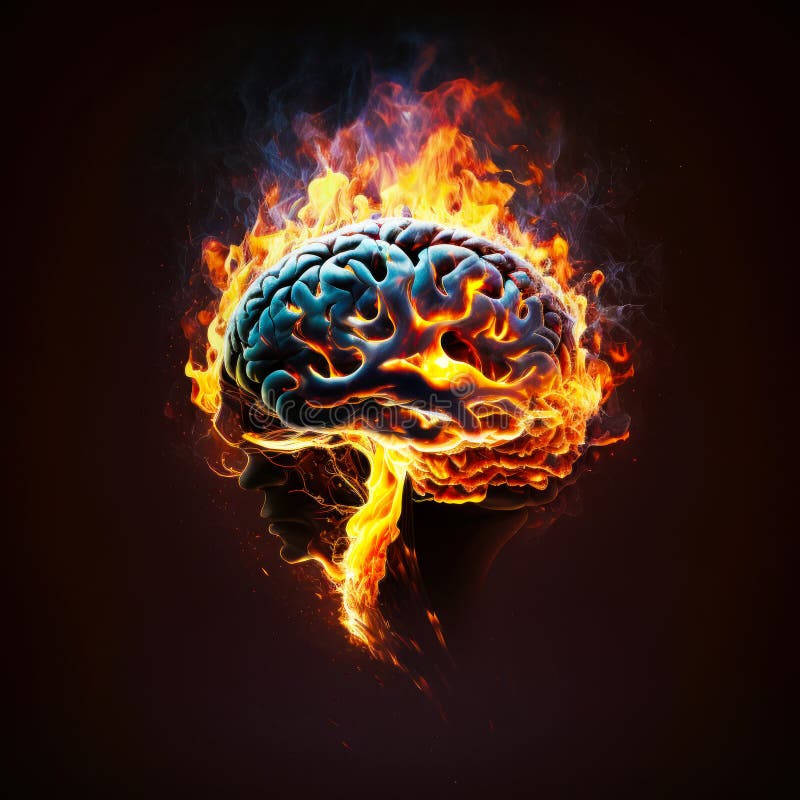 An Image of Human Brain on Fire. Generative AI Stock Illustration ...