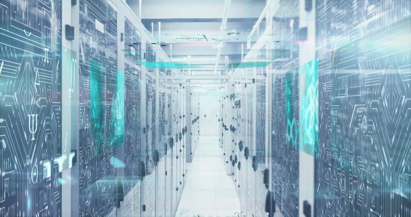 Image of Human Brain Spinning and Microprocessor Connections Over ...