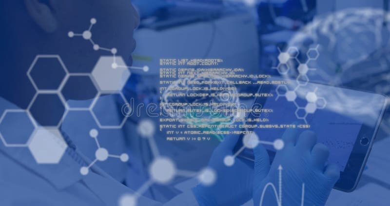 Image of Human Brains and Scientific Data Processing Over Asian Female ...