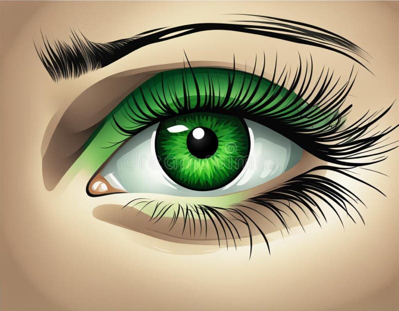 Bright Green Eye with Eye Pupils. Vector Stock Illustration ...