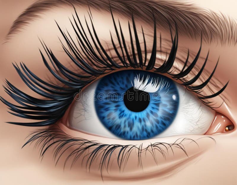Bright Blue Eyes with Eye Pupils. Painting Stock Illustration ...