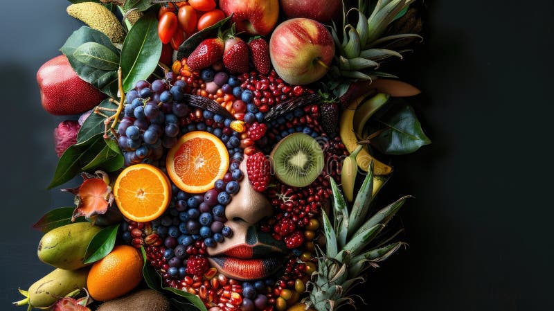 Image of a Human Face Composed of Different Types of Fruit Stock ...