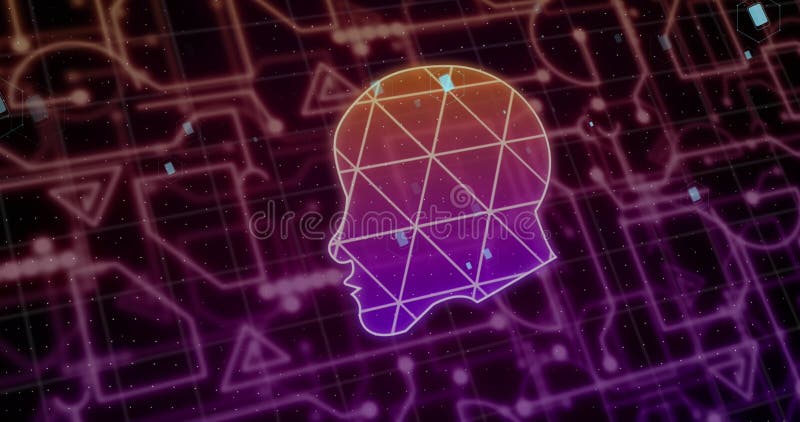 Image of Human Face in Geometric Shapes and Falling Rectangles Over ...