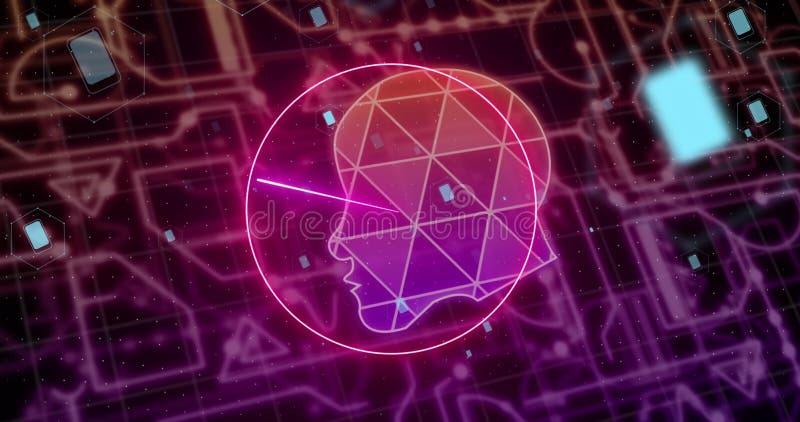 Image of Human Face in Geometric Shapes and Falling Rectangles Over ...