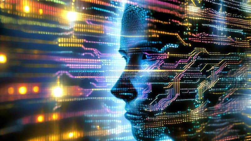 Human Face of Digital Knowledge Stock Video - Video of future, logic ...