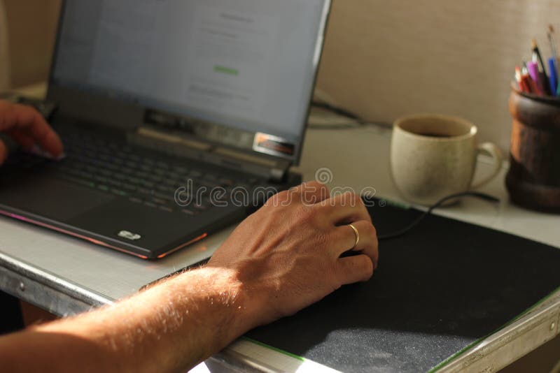 Image of Human Hands Pressing Keys of Laptop Stock Image - Image of ...