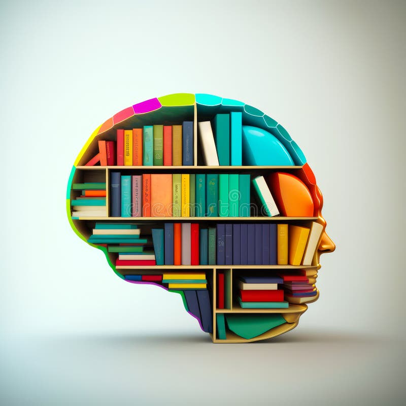 Image of Human Head with Books in the Shape of Brain. Generative AI ...