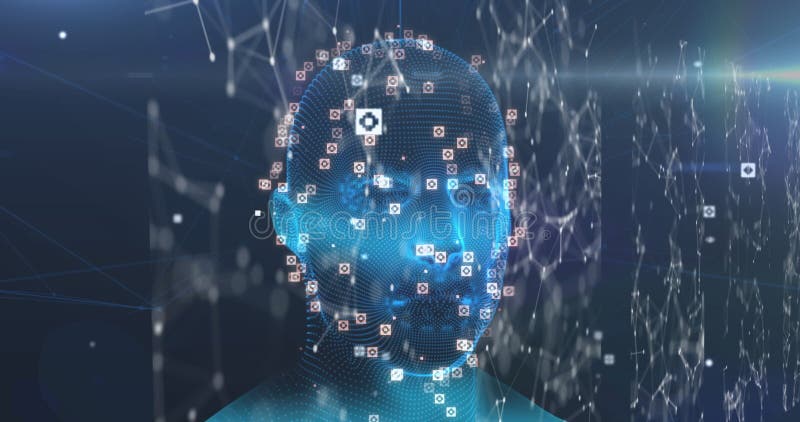 Image of Human Head Spinning with Digital Interface Data Processing Stock Image - Image of ...