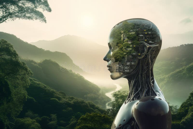 An Image of a Human Head with Trees Growing Out of it Stock ...