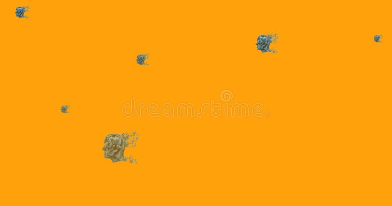 Image of Human Heads Formed with Cogs Moving on Orange Background Stock ...