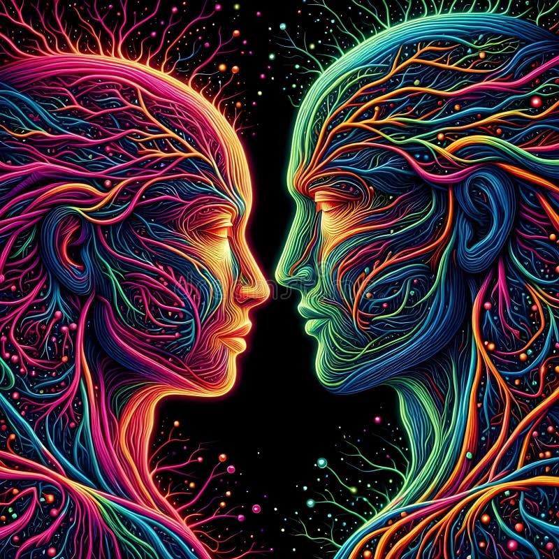 Image of the Human Neuropathway in Bold Neon Colors in Vibrant Colors ...