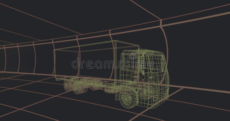 Image of Human Representations Over 3d Car Model Over Grid on Black ...