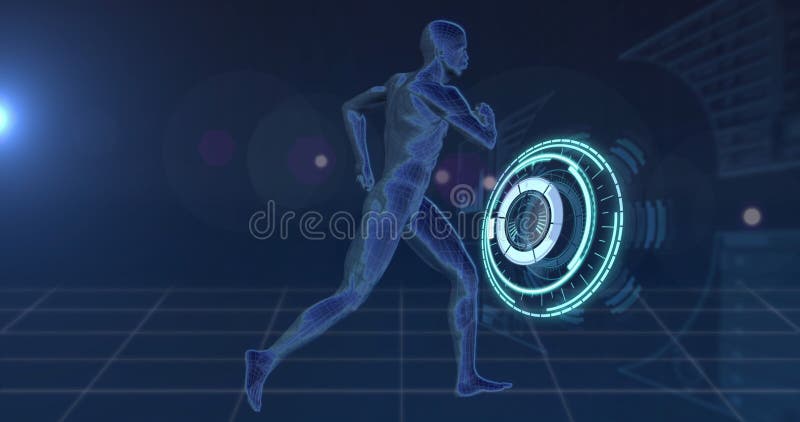 Image of Human Running with Scope Scanning and Data Processing Stock ...