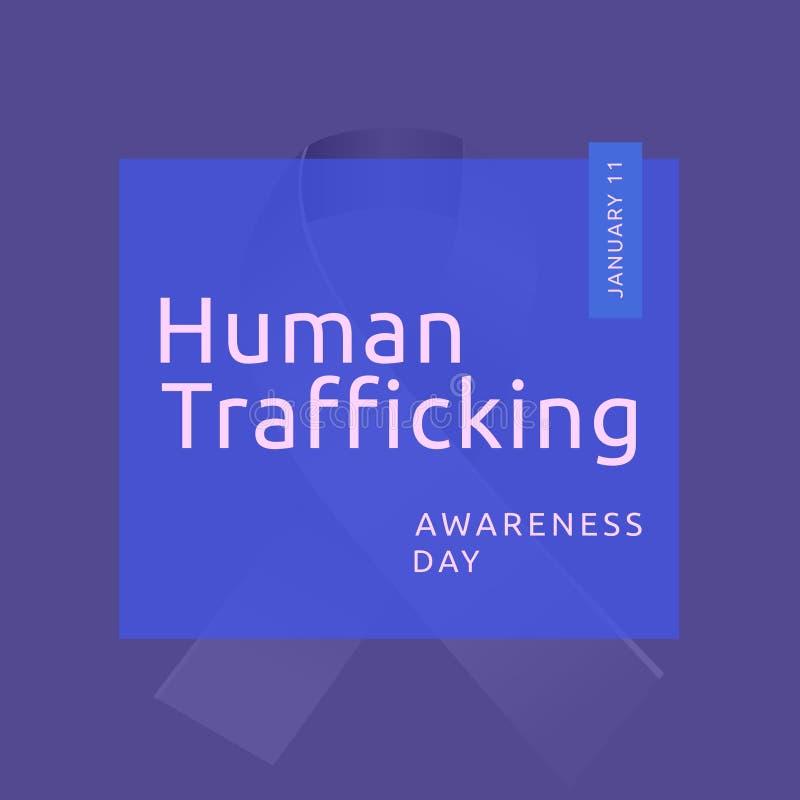 Image of Human Trafficking Awareness Day Over Violet Background with ...