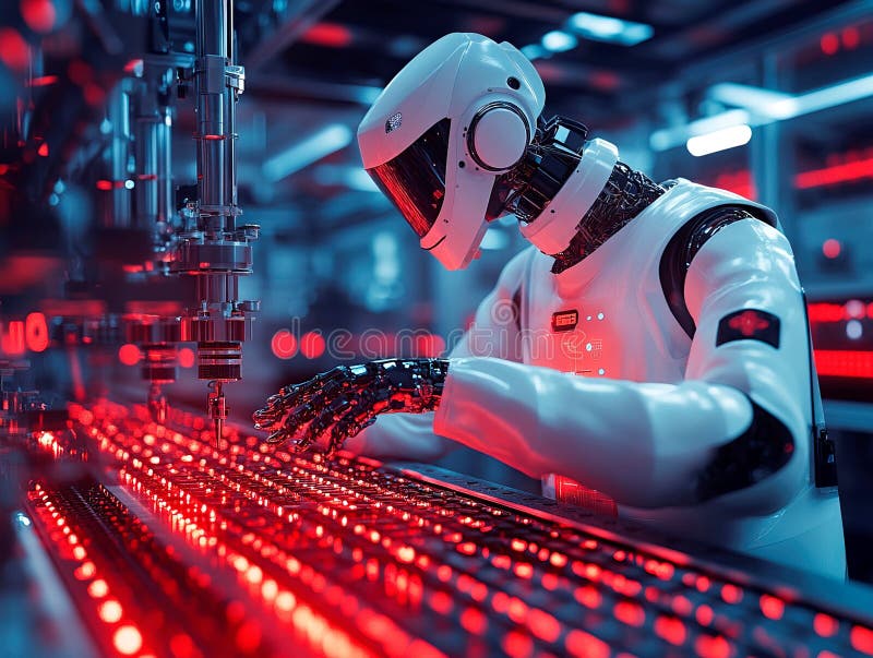 Image of a Humanoid Robot Working in an Industrial Setting, Assembling ...