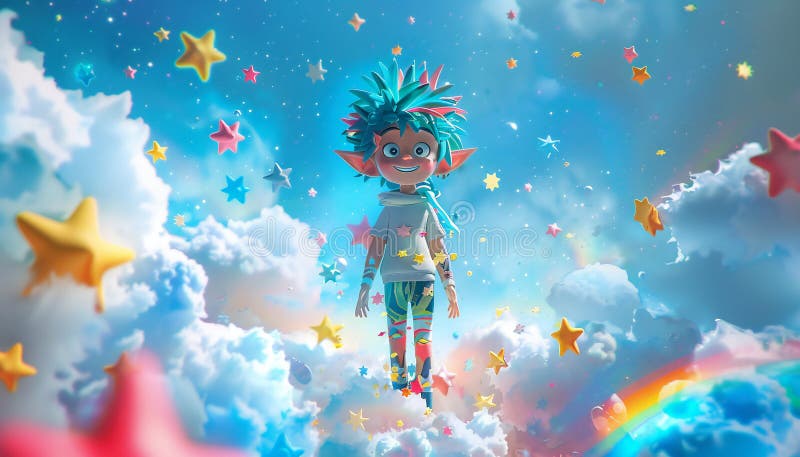 Image of a Humorous Cartoon Character Surrounded by Funny Stars and a ...