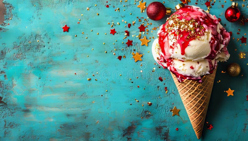 Image of Ice Cream Cone from the Top, Featuring a Festive Explosion of ...