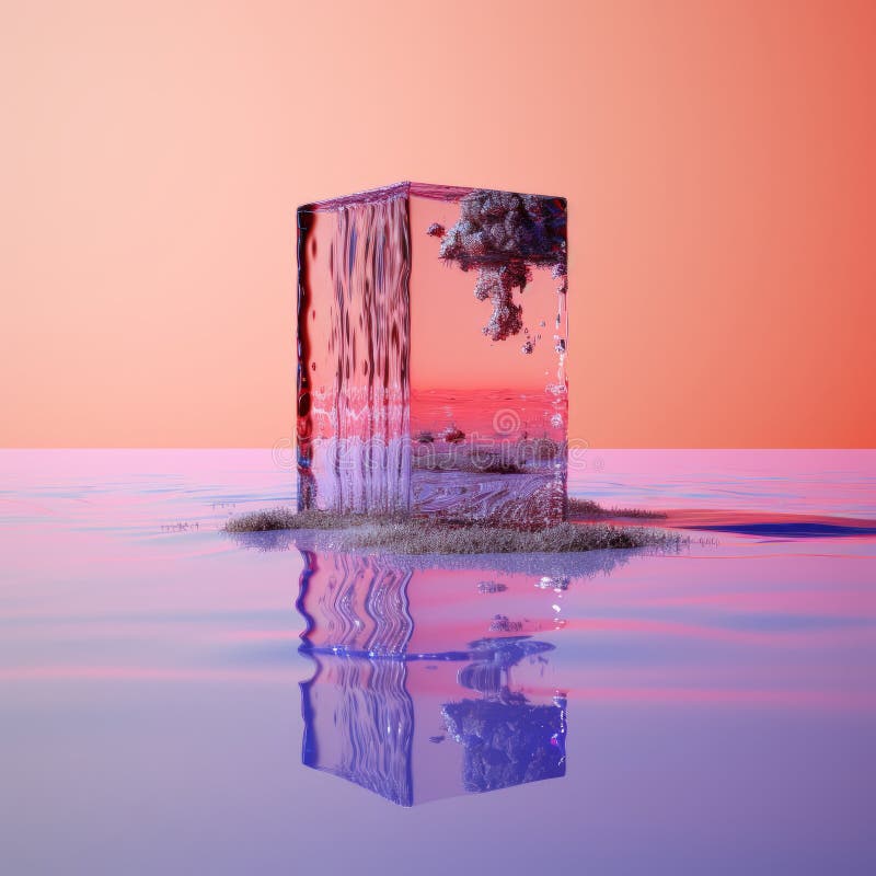 An Image of an Ice Cube Floating in Water Stock Illustration ...