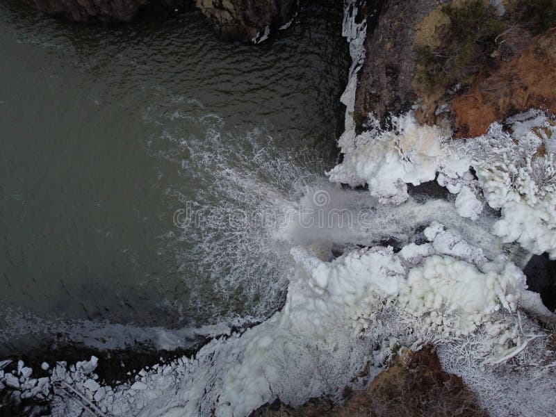 An Image of the Ice Flows from the Dam into the Water Stock Photo ...