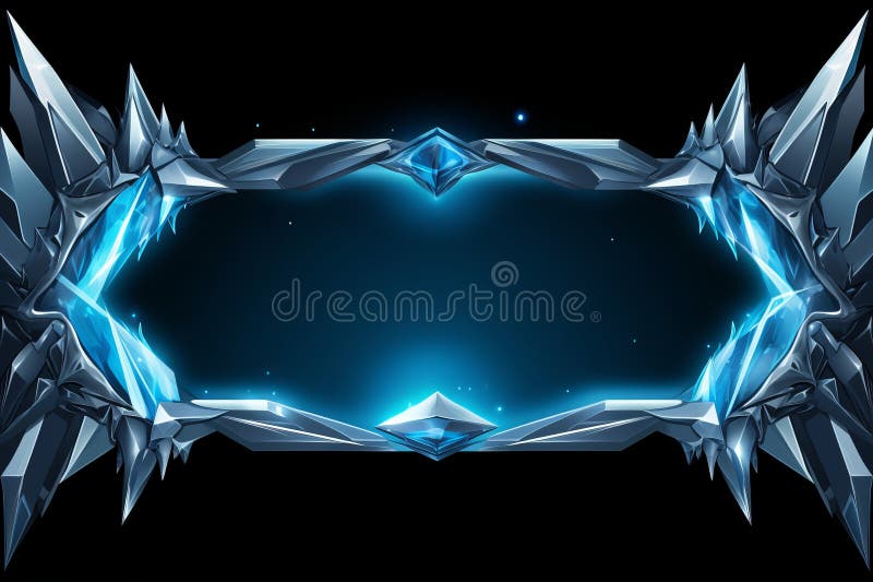 An Image of an Ice Frame with Blue Crystals on it Stock Illustration ...