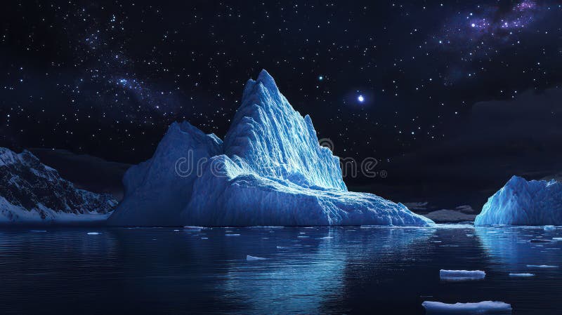Picture of an Iceberg at Night Stock Illustration - Illustration of ...