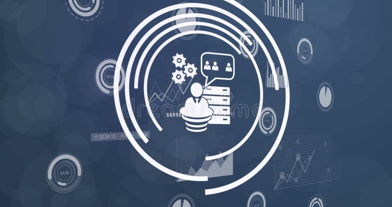 Image of Icons and Data Processing on Black Background Stock ...