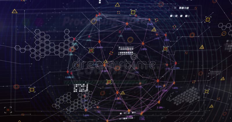Image of Icons, Globe and Connections in Digital Space Stock ...