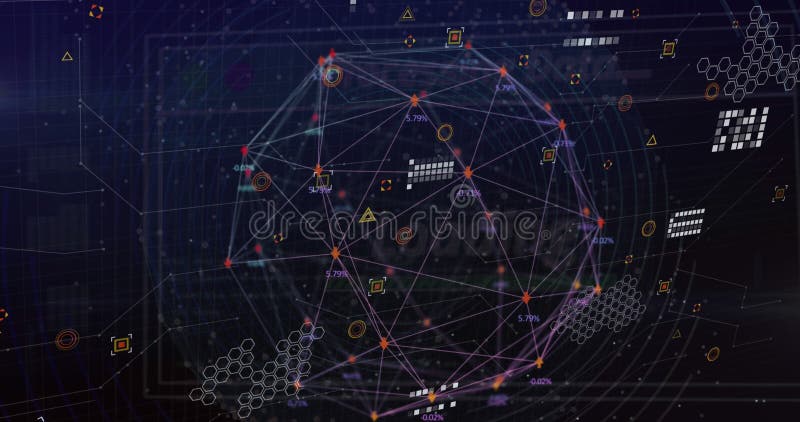 Image of Icons, Globe and Connections in Digital Space Stock ...