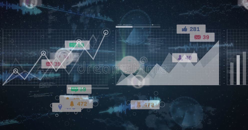Image of Icons with Growing Numbers Over Data Processing and Light ...