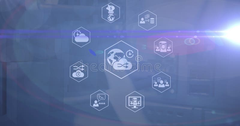 Image of Icons and Light on Navy Background Stock Illustration ...