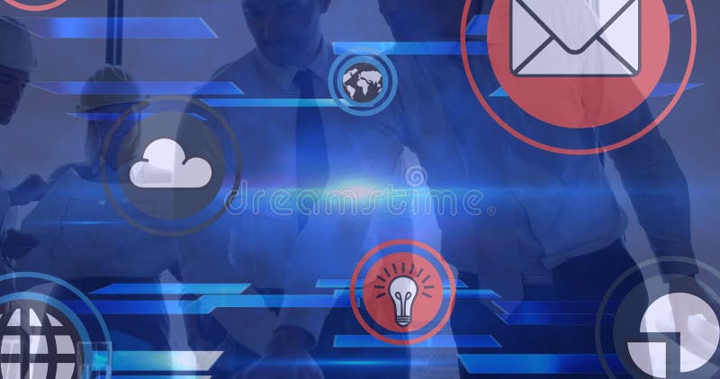 Image of Icons Over Diverse Group of Business People Stock Photo ...