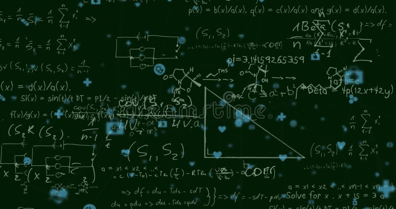 Image of Icons Over Mathematical Equations on Black Background Stock ...