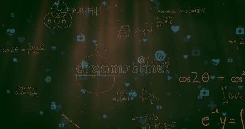 Image of Icons Over Mathematical Equations on Black Background Stock ...