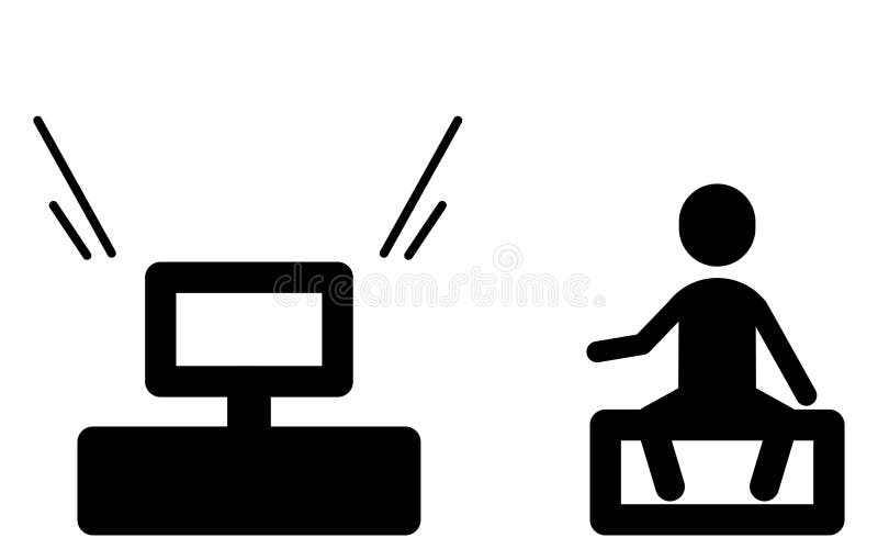 Image Icons of Person Watching TV at Loud Volume that Causes Noise ...