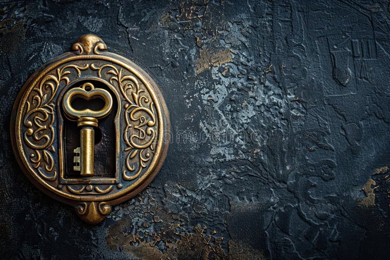 Image If Old Key on Black Background with Copy Space Stock Image ...