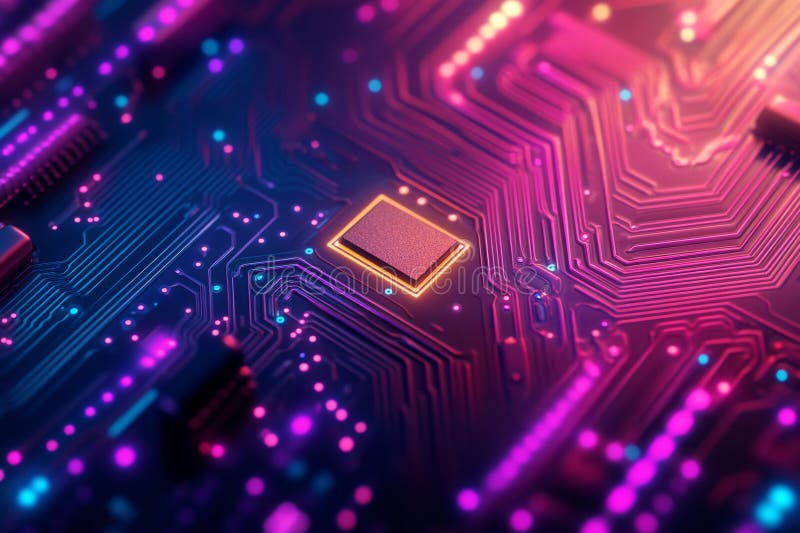 An Image of an Illuminated Supercomputer and CPU in a Dark Room ...