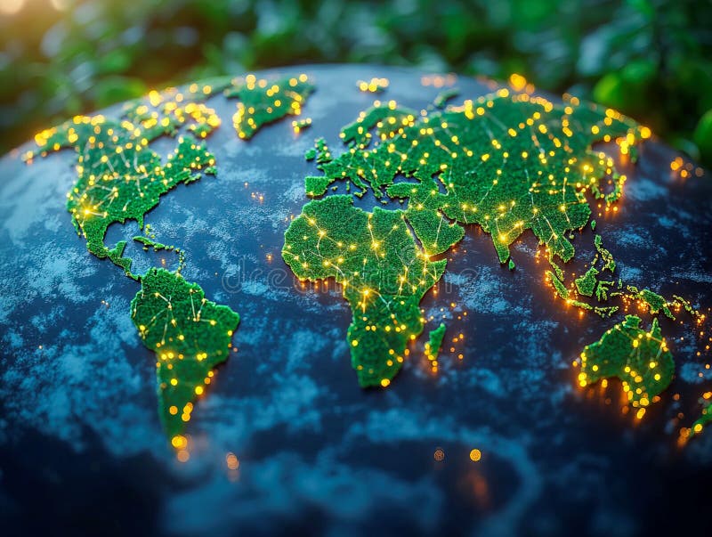 The Image is an Illuminated World Map from Above, Showcasing Areas of ...