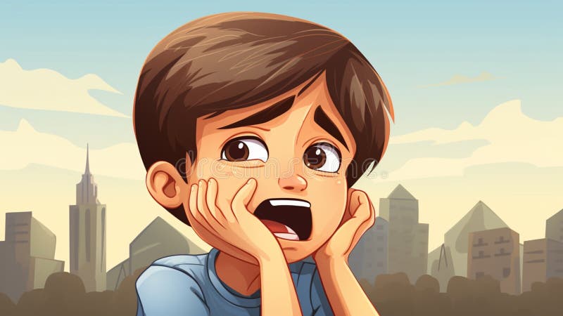 Cartoon Boy with Toothache - Painful Expression, Dental Health, Kids ...