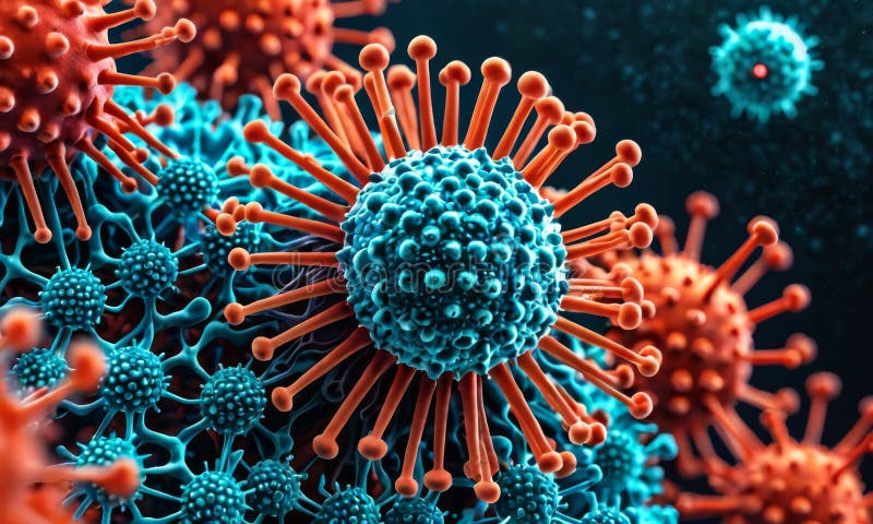 Blue Viral Particle Illustration Stock Image - Image of generated ...