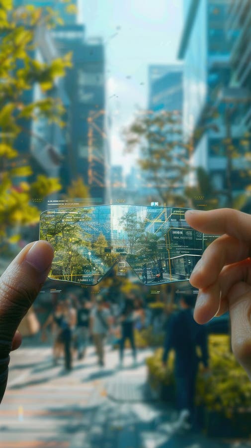 Immersive Technology. Augmented Reality Overlays Digital Information ...