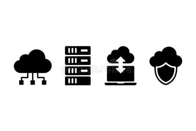 Cloud Computings Network Storage Data Transfer Security Symbols Stock ...