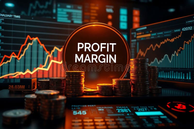 Visual Representation of Net Profit Margin with Graphs and Coin Stacks ...