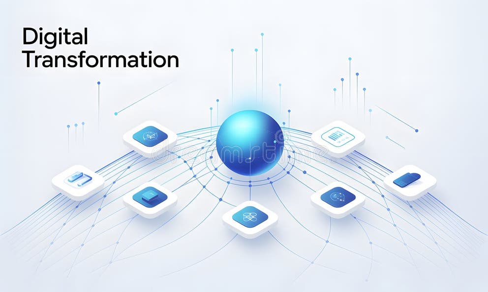 Digital Transformation Network Stock Illustration - Illustration of ...